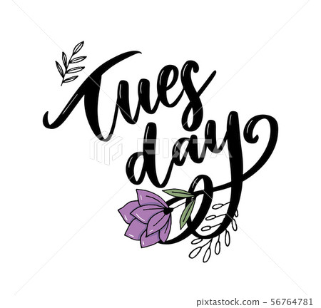 Hello Tuesday words. Hand drawn ink lettering. - Stock Illustration ...