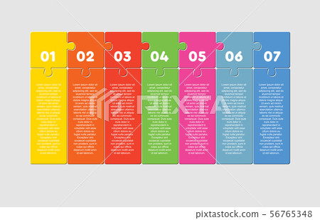 Seven jigsaw puzzle template process text space - Stock Illustration ...