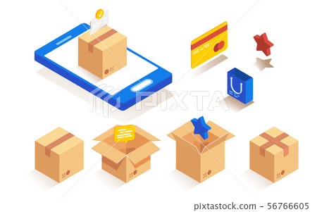 Isometric packaging paper boxes set for delivery - Stock Illustration ...