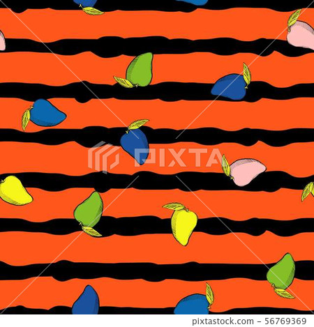 Calligraphy mango with red strips pattern - Stock Illustration ...