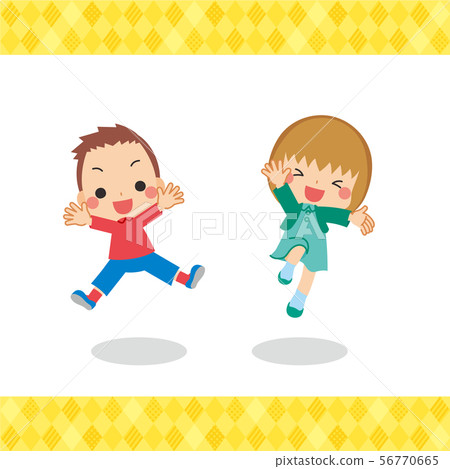 Long-sleeved kids that jump well [diamond frame] - Stock Illustration ...