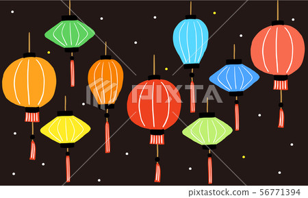 Lantern black background - Stock Illustration [56771394] - PIXTA