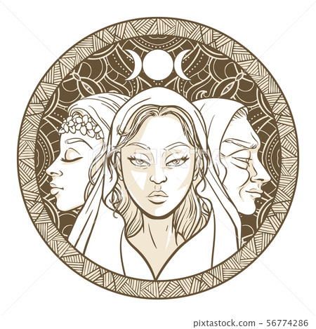 Triple goddess as Maiden, Mother and Crone, - Stock Illustration ...