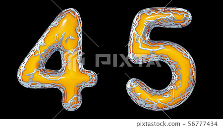 Number set 4, 5 made of realistic 3d render... - Stock Illustration ...