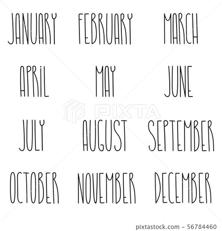 Seasonal calendar template text lettering month - Stock Illustration ...