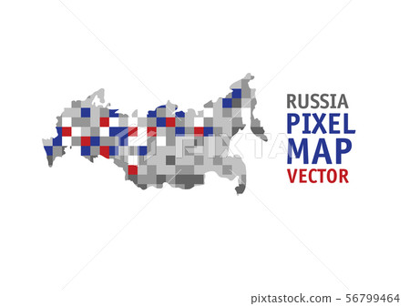 Russia pixel map isolate object on white - Stock Illustration [56799464 ...