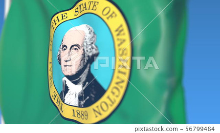 Waving flag of Washington. Close-up 3D rendering - Stock Illustration ...