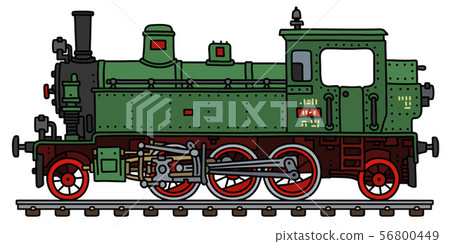 The old green tank engine steam locomotive - Stock Illustration ...