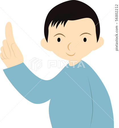 Boy turning around and pointing finger - Stock Illustration [56802212 ...