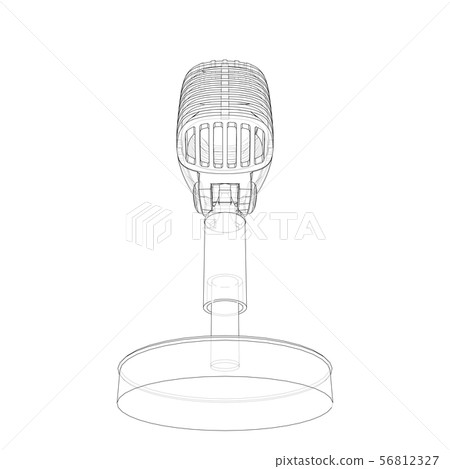 Outline vintage microphone vector-插圖素材 [56812327] - PIXTA圖庫