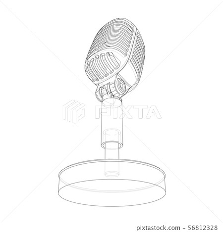 Outline vintage microphone vector - Stock Illustration [56812328] - PIXTA