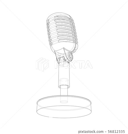Outline vintage microphone vector-插圖素材 [56812335] - PIXTA圖庫