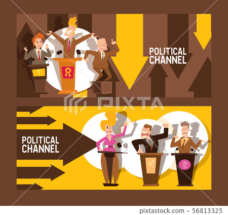 Political channel set of banners vector... - Stock Illustration ...