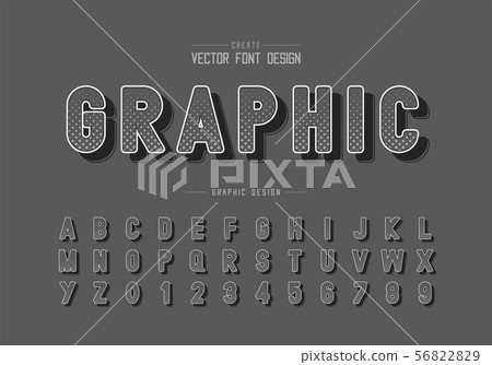 Halftone circle font and alphabet vector, Digital - Stock Illustration ...