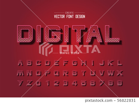 Halftone circle font and alphabet vector, Digital - Stock Illustration ...