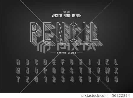 Pencil sketch shadow font and alphabet vector - Stock Illustration ...