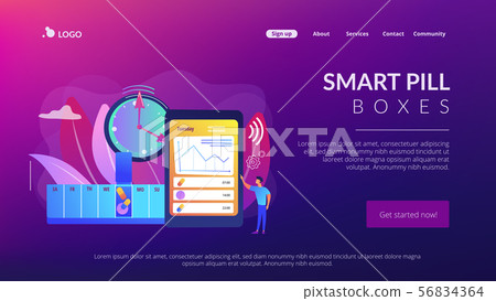 Smart pill boxes concept landing page - Stock Illustration [56834364 ...