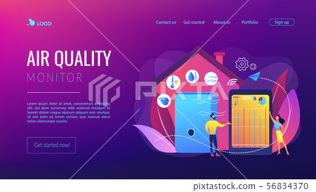 Air quality monitor concept landing page - Stock Illustration [56834370 ...