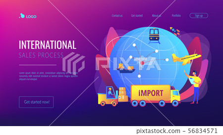 Import of goods and services concept landing page - Stock Illustration ...