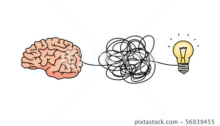 Brain forming an idea through tangled messy... - Stock Illustration ...