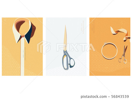 Tailor background with Japanese pattern vector. - Stock Illustration ...