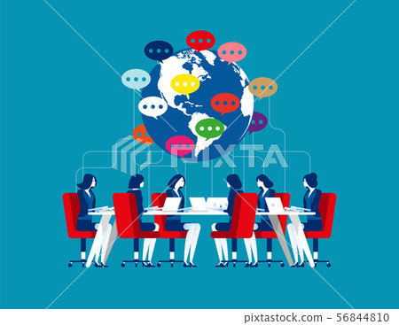 Global chatting to through devices. Concept - Stock Illustration ...