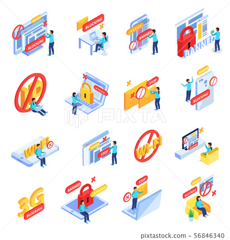 Internet Blocking Icons Set - Stock Illustration [56846340] - PIXTA