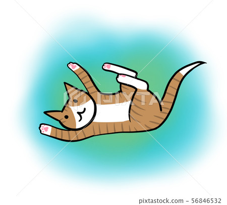 Illustration of a falling cat (blue / round... - Stock Illustration ...