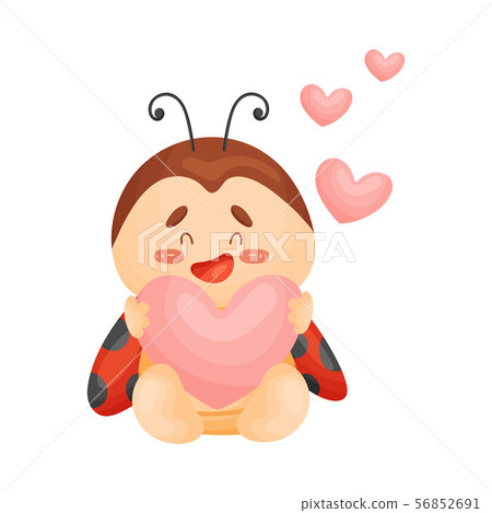 Cartoon ladybug with a heart. Vector... - Stock Illustration [56852691 ...
