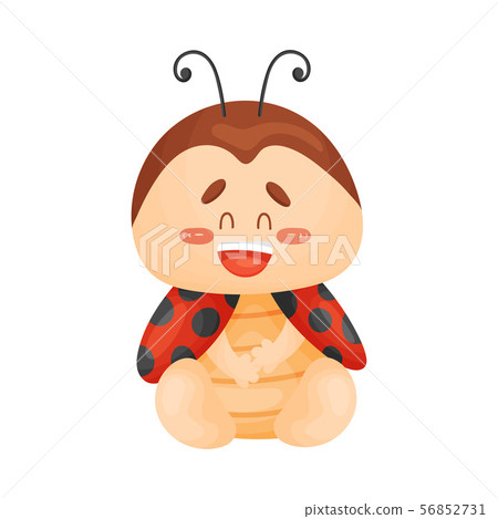 Cute ladybug laughing. Vector illustration on a... - Stock Illustration ...