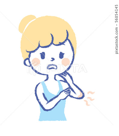 Young woman elbow dry illustration - Stock Illustration [56854145] - PIXTA