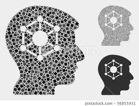 Human Brain Icon Mosaics of Squares and Circles - Stock Illustration ...