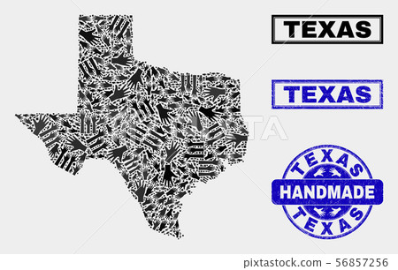 Handmade Collage of Texas State Map and Grunge... - Stock Illustration ...