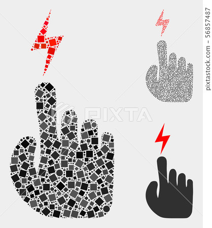 Electric Hand Icon Collages of Squares and Circles - Stock Illustration ...