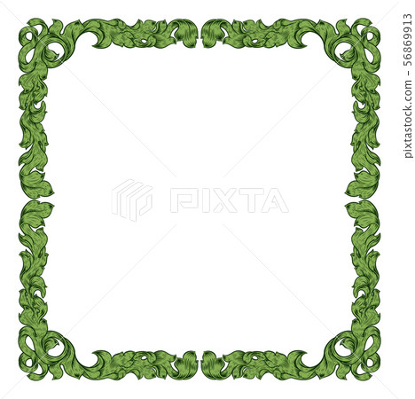 Filigree Heraldry Leaf Pattern Floral Border Frame - Stock Illustration ...