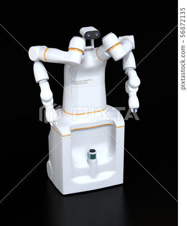 An image of a double-armed robot on a black... - Stock Illustration ...