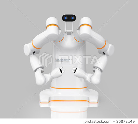 Front image of a double-arm robot. Concept of... - Stock Illustration ...