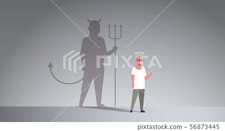 casual guy with nimbus choosing between good... - Stock Illustration ...