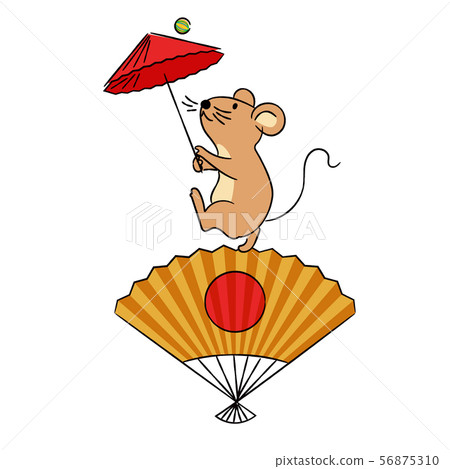 Illustration of a rat turning an umbrella on a... - Stock Illustration ...