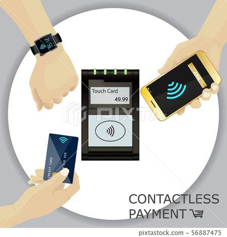 Contactless payment transaction touch card with - Stock Illustration ...