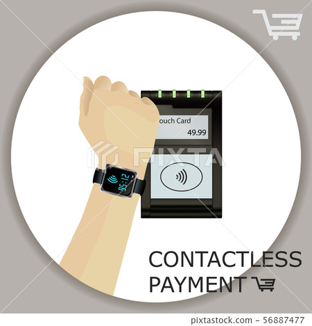 Contactless payment transaction touch card with - Stock Illustration ...