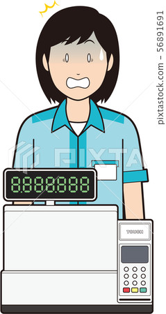Register and female convenience store clerk ⑤ - Stock Illustration ...