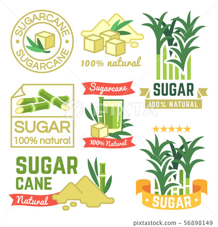 Sugar production labels, sugarcane farm badges... - Stock Illustration ...
