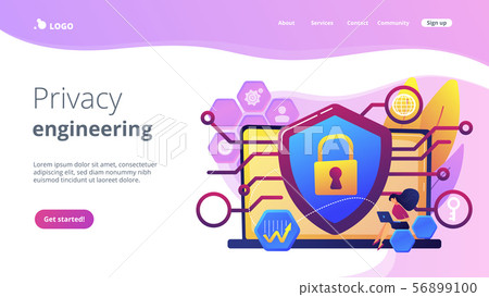 Privacy engineering concept landing page. - Stock Illustration ...
