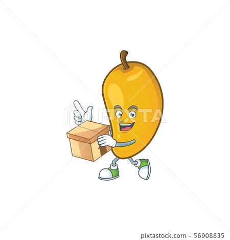 With box cartoon of mango character on a white... - Stock Illustration ...