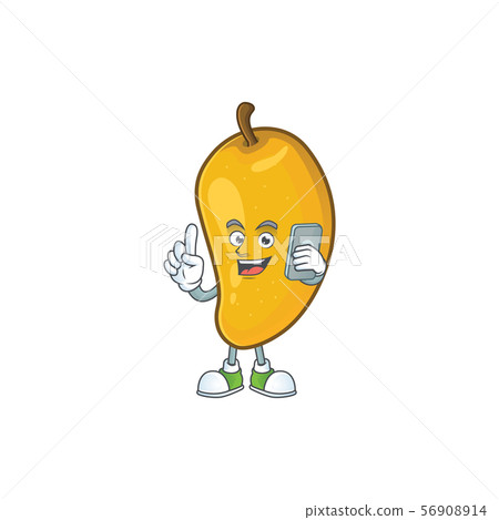 With phone fresh mango character cartoon with...-插圖素材 [56908914] - PIXTA圖庫