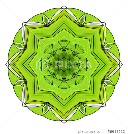 Green eight-pointed mandala - Stock Illustration [56913212] - PIXTA