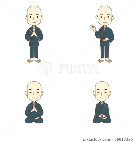 Middle-aged monks - Stock Illustration [56913380] - PIXTA