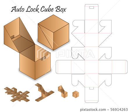 Auto Lock Box packaging die cut template... - Stock Illustration ...
