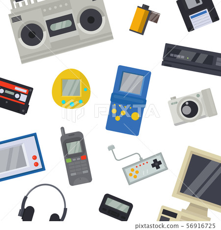 Old technology devices vector pattern.... - Stock Illustration ...